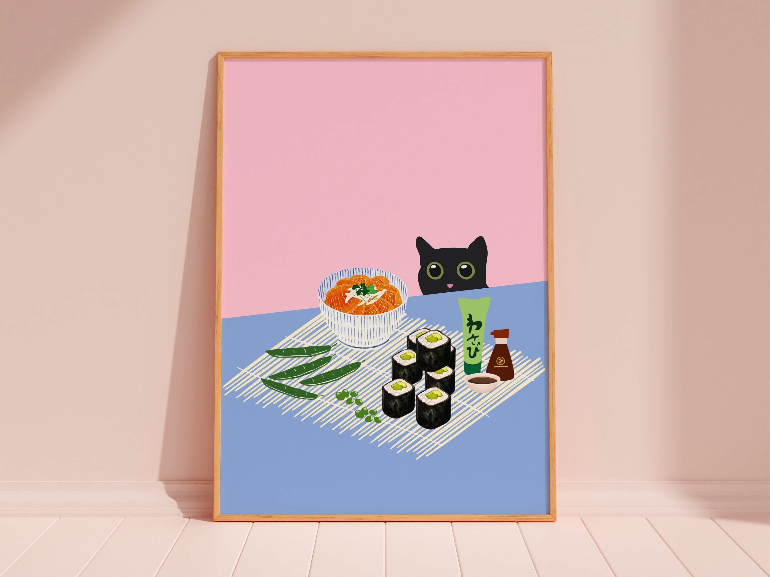 Cat With Sushi Poster