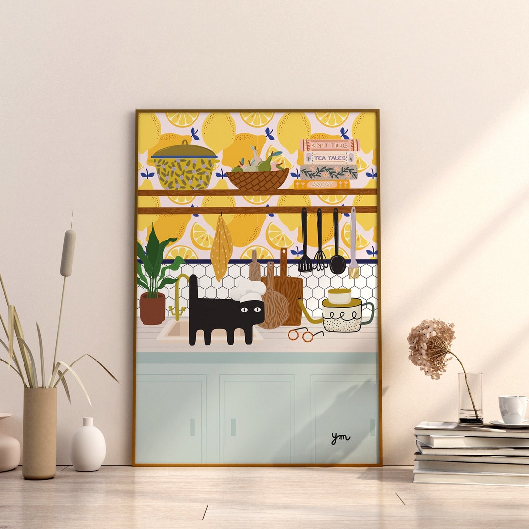 Kitchen Print Cat Chef Kitchen Art Kitchen Decor for Cat Lover Gift for ...