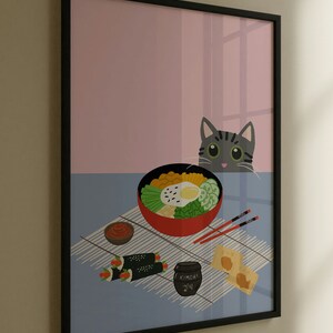 Bibimbap Kimchi Kimbap Korean Sushi Street Food Fish Bread Poster ...