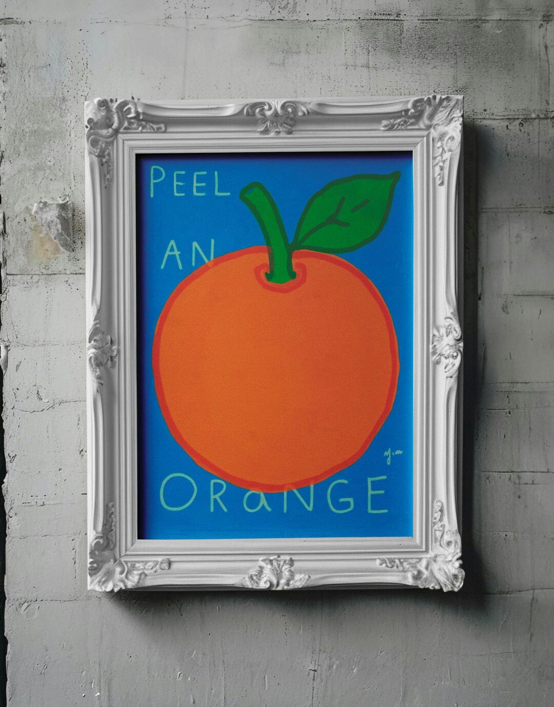 Funny Fruits Peel an Orange Print Illustration Preppy Colourful Home ...