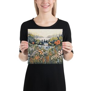 Greenery Poster Square Rare Find Landscape Art Print Black Cat in the ...