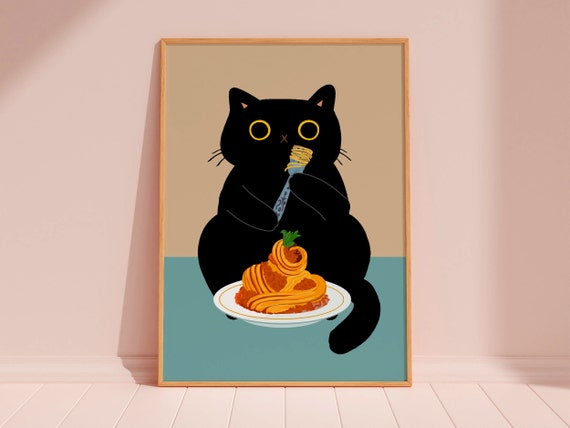 Cat Eating Spaghetti