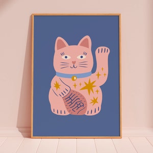 Printable the Fortune Cat Wall Art Lucky Cat Print Cat Lover Gift Good ...