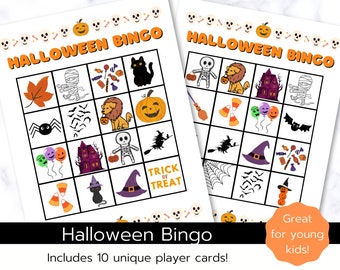 Printable Halloween Bingo for Kids October Halloween - Etsy