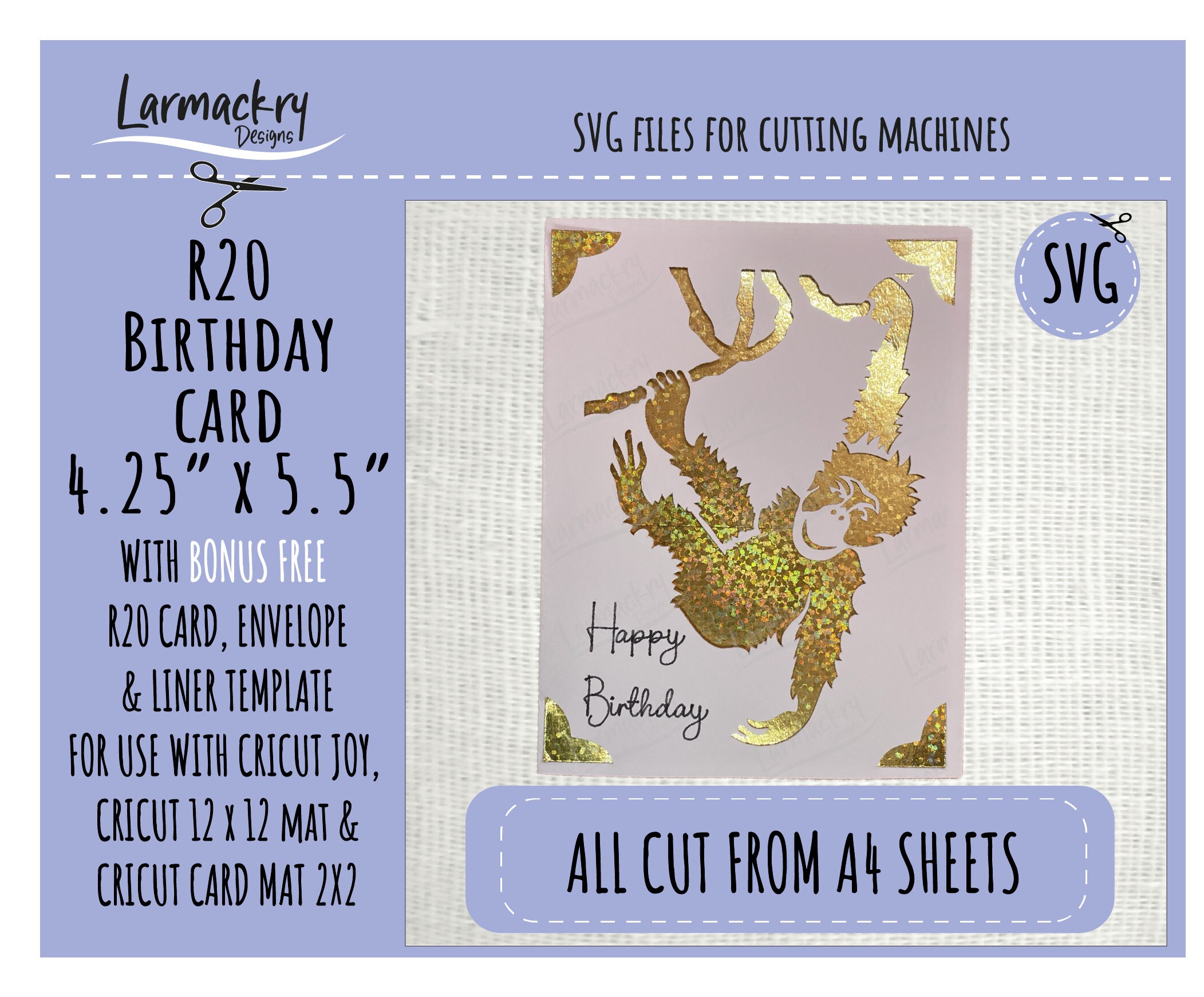 Happy Birthday Card, R20 Card Design, Insert Card Template, Cricut Card ...