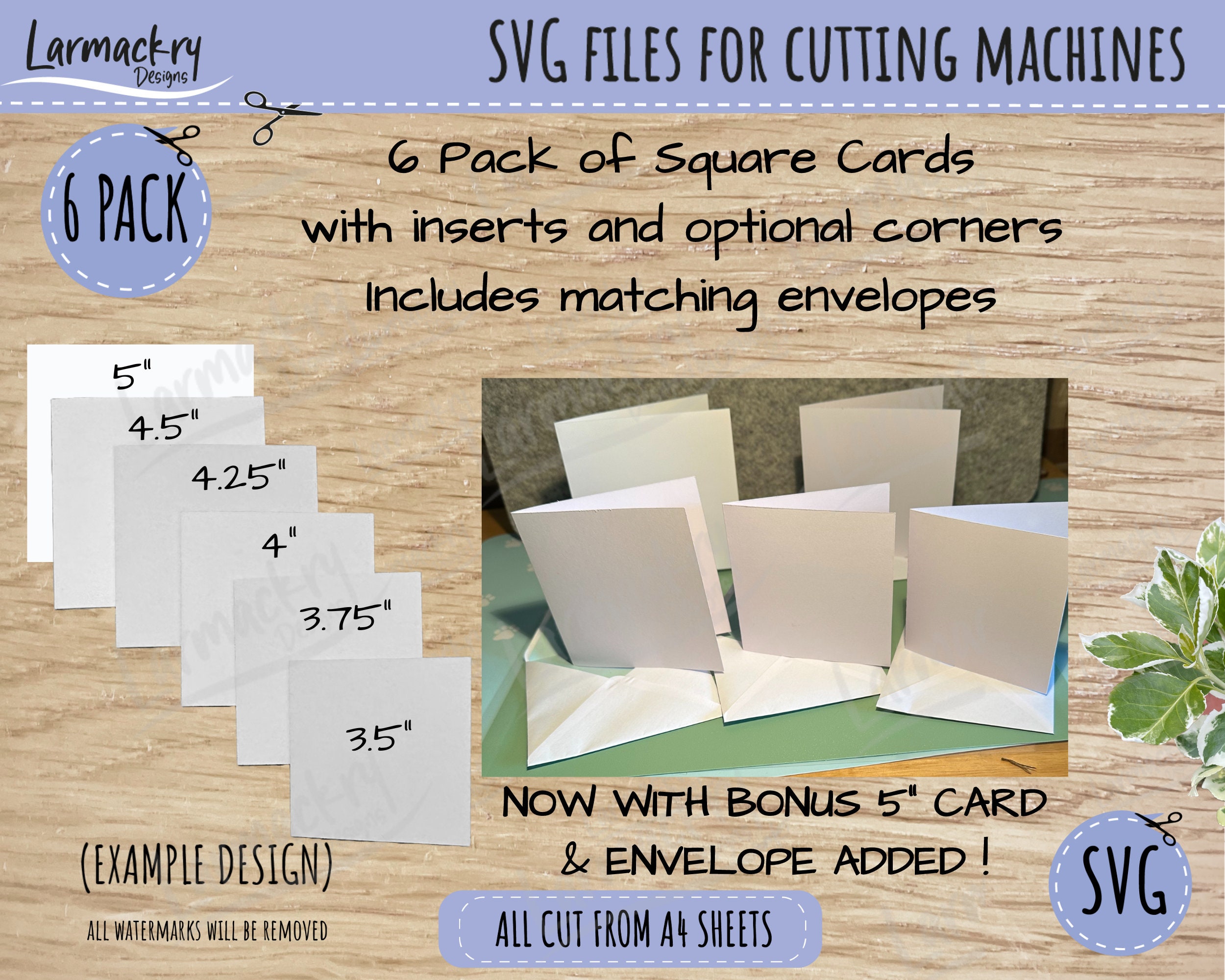 Square Card Blank Templates, 6 Card Sizes, Insert Card Template, Cricut ...