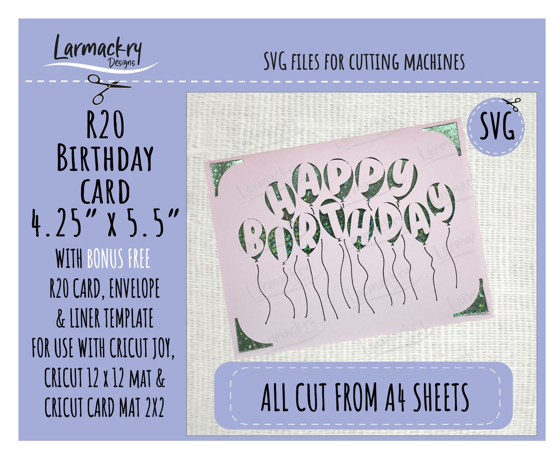 Happy Birthday Card, R20 Card Design, Insert Card Template, Cricut Card ...