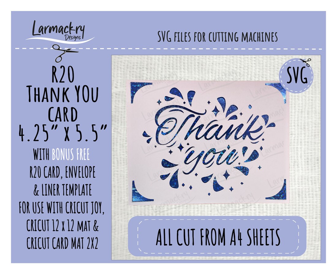 Thank You Card, R20 Card Design, Insert Card Template, Cricut Card SVG ...