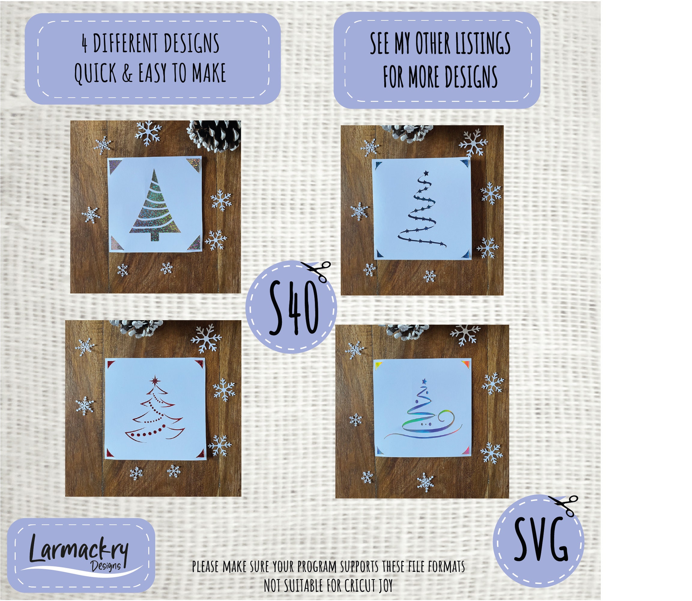 S40 SVG, Christmas Card, S40 Card Design, Insert Card Template, Cricut ...