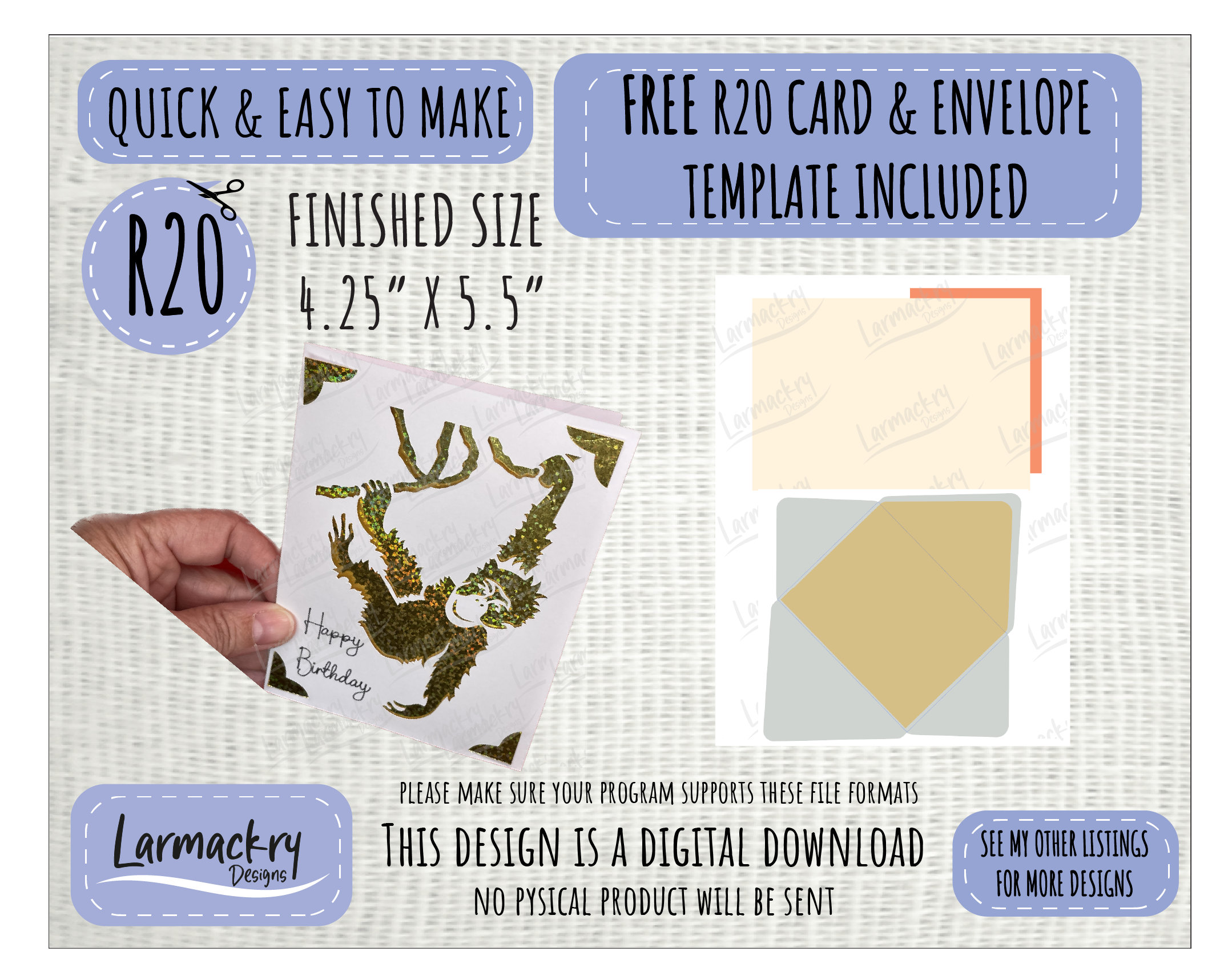 Happy Birthday Card, R20 Card Design, Insert Card Template, Cricut Card ...