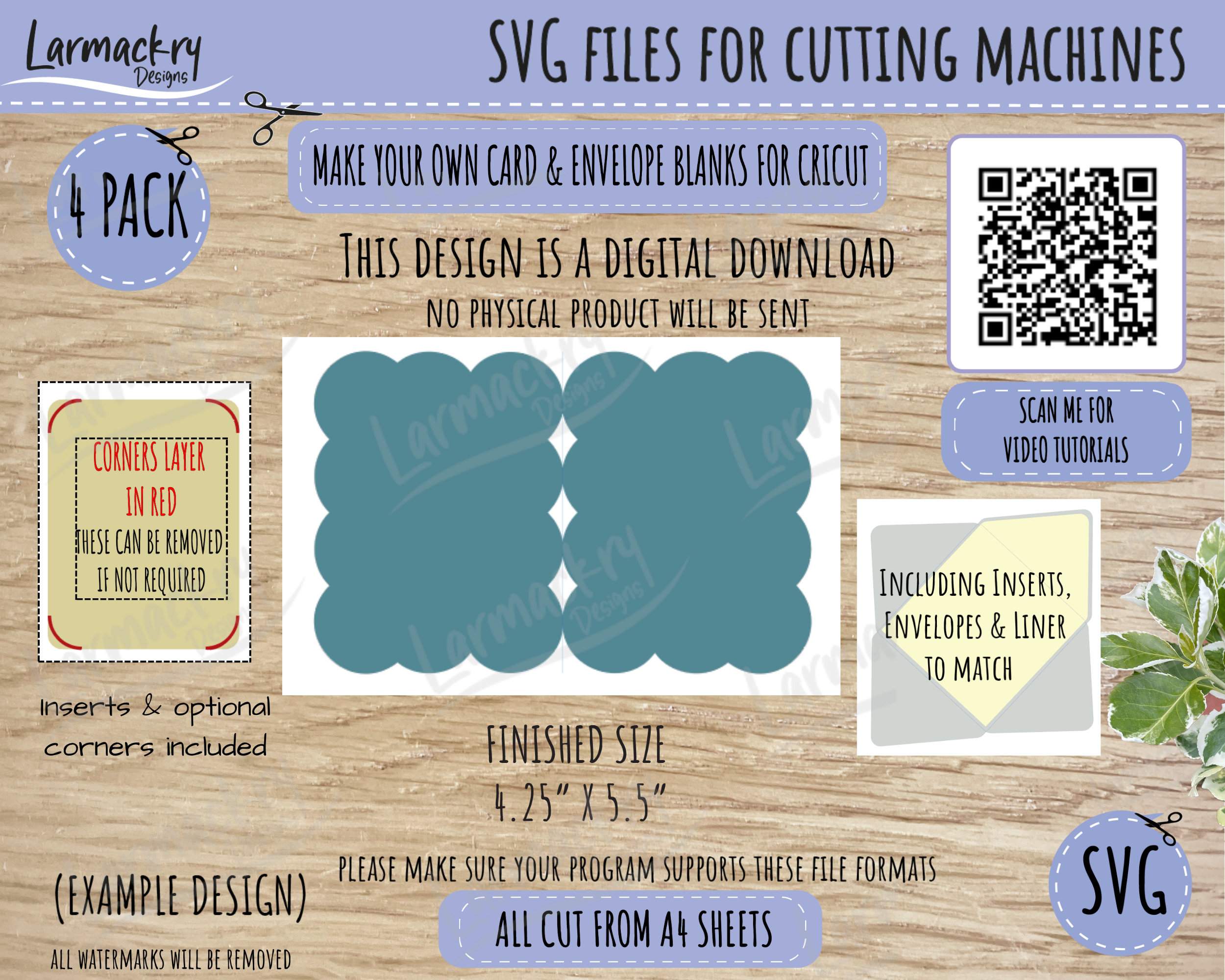 Scalloped Edge Card Template R20 Size SVG, Card Template, Insert Card ...