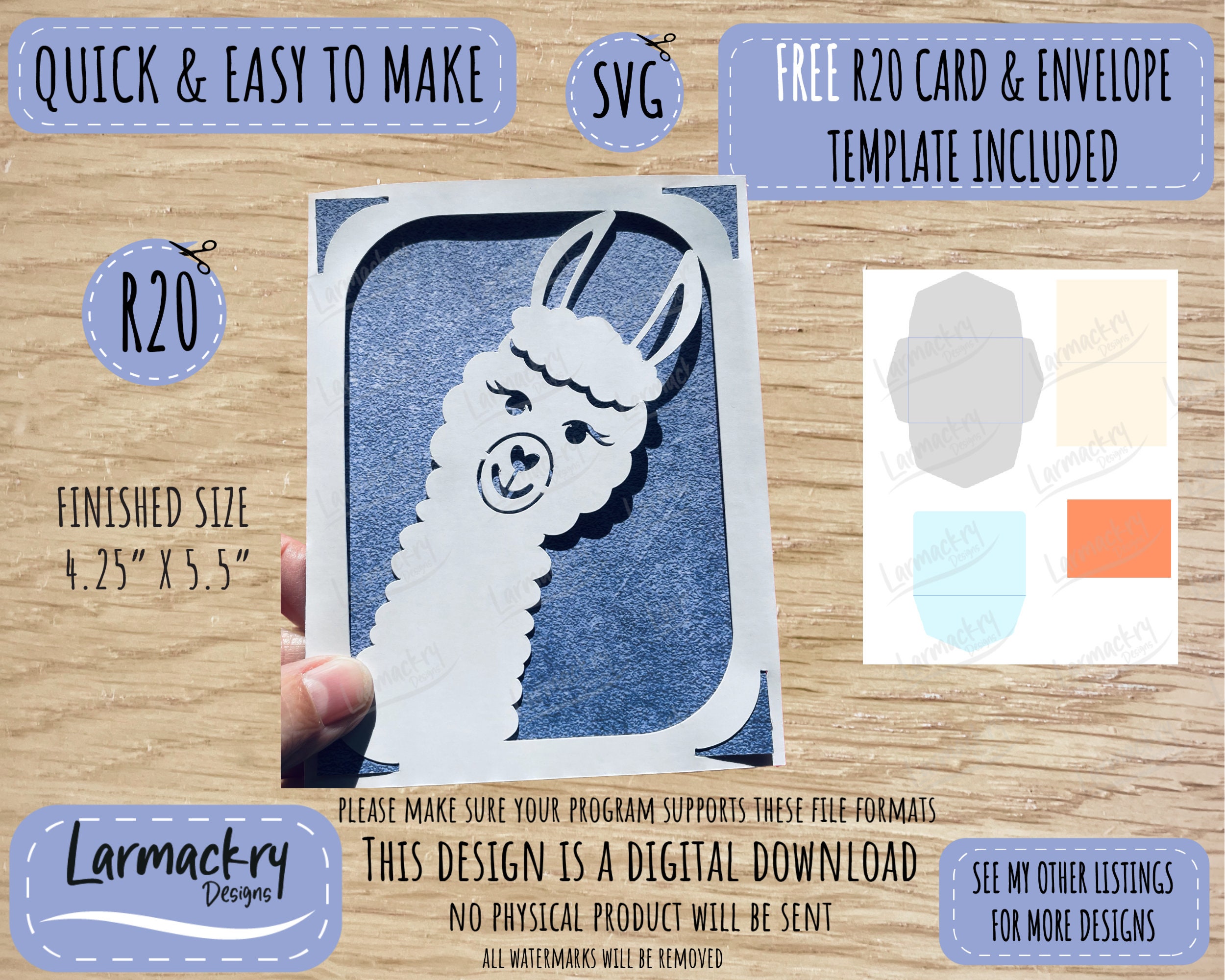 Greetings Card, Card Svg, Llama Svg, Llama Card, R20 Design, Insert ...