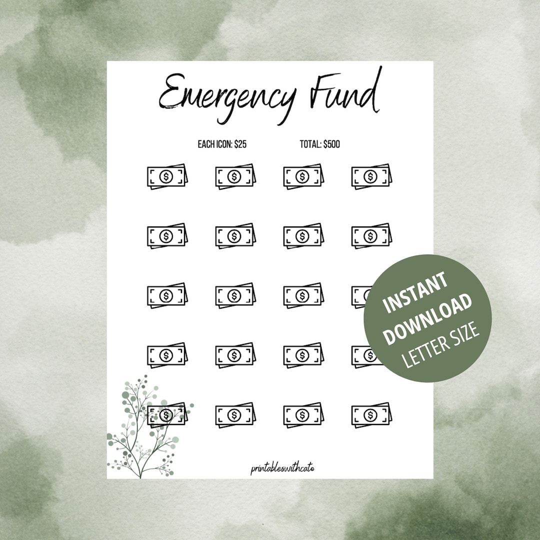 Printable PDF Emergency Fund ︱500 Savings Challenge ︱US Letter Size ...