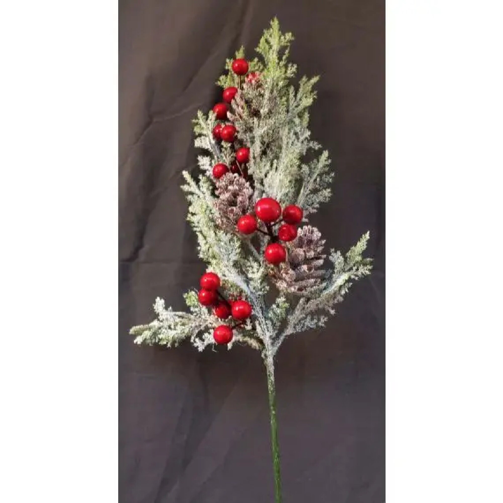 Christmas Evergreen Pick, Greenery, Christmas Spray, Flocked Pinecone ...