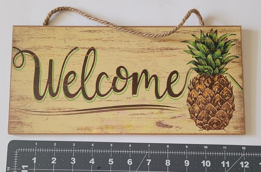 Welcome Sign, Wreath Welcome Sign, Pineapple Sign, Southern Welcome ...