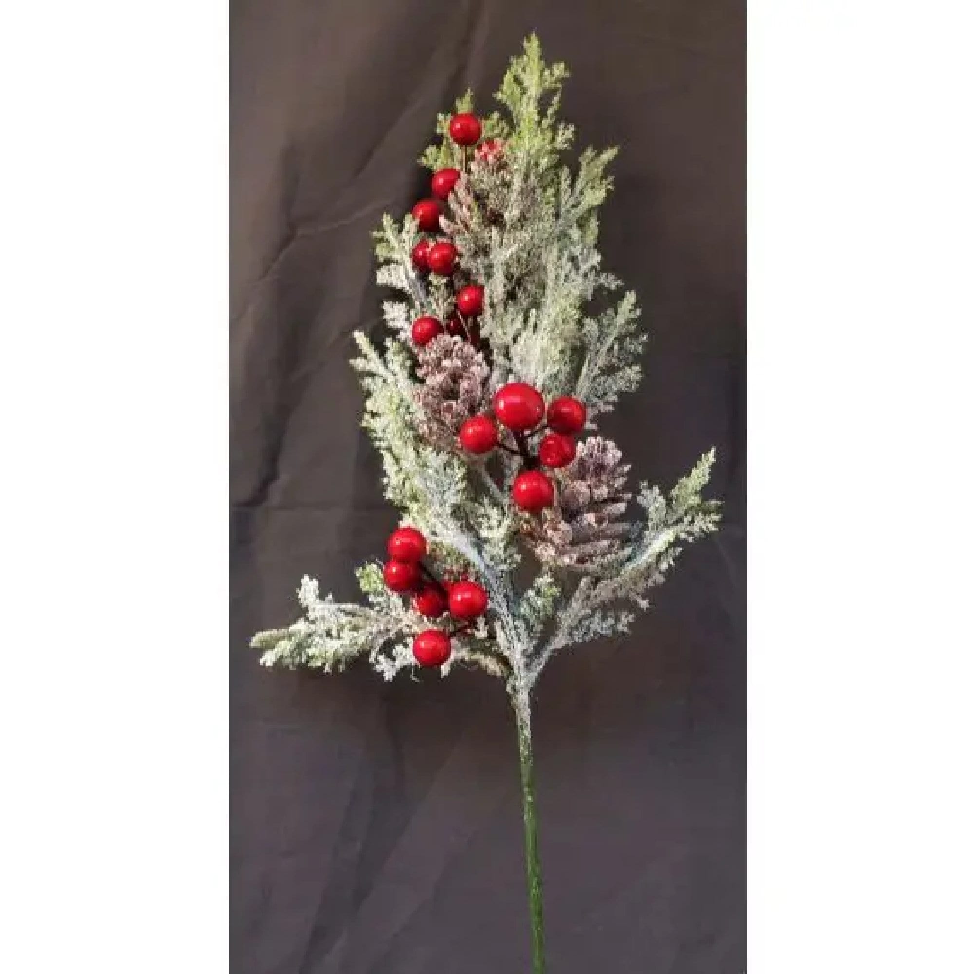 Christmas Evergreen Pick, Greenery, Christmas Spray, Flocked Pinecone ...