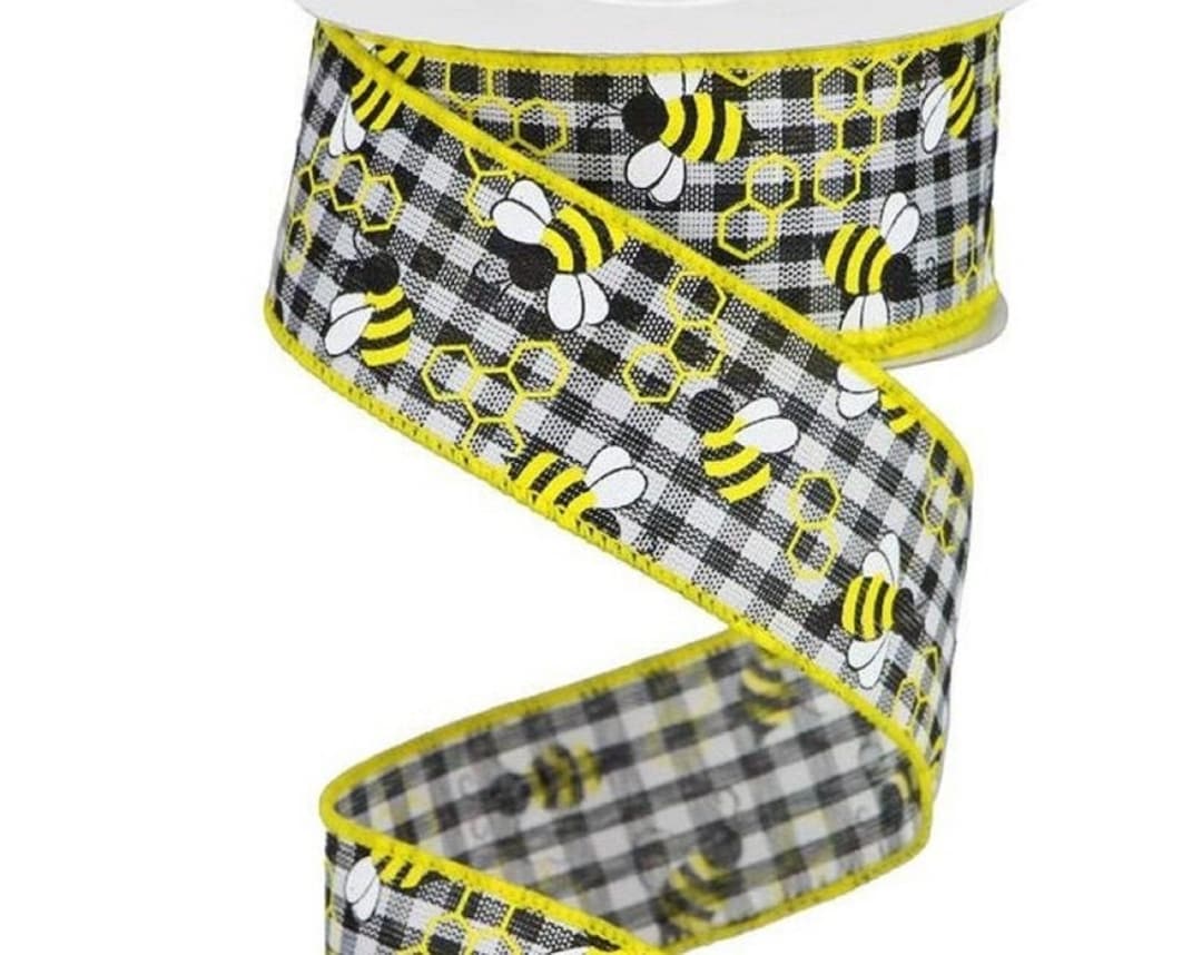 Wired Mini Bumblebees, Bee Ribbon, 2.5 Inch Wired Ribbon, Gingham ...