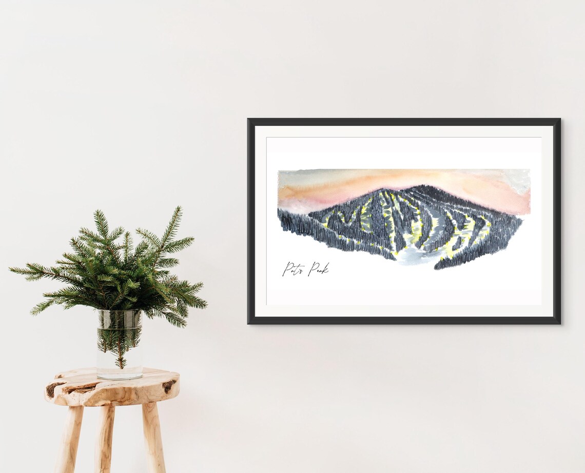 Pats Peak Ski Area Print: Henniker, NH Watercolor Mountain Art - Etsy