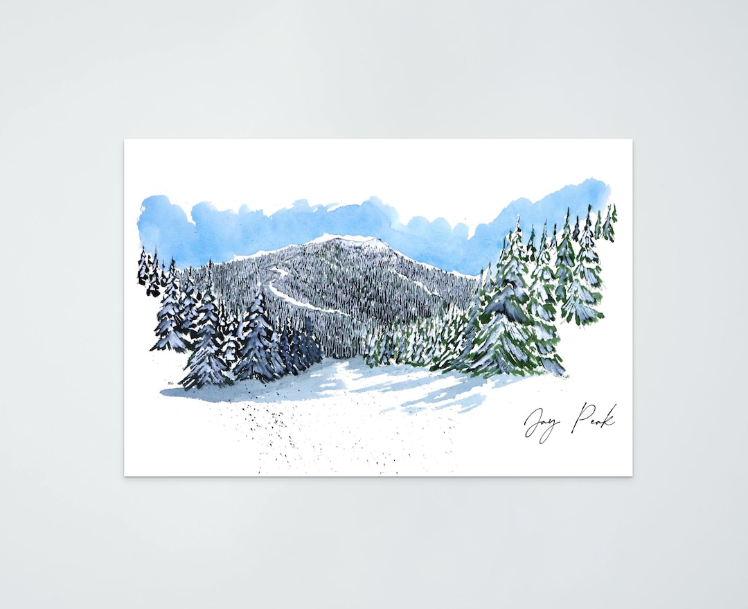 Jay Peak Ski Resort - Watercolor and Ink Print, Jay, Vermont - Etsy