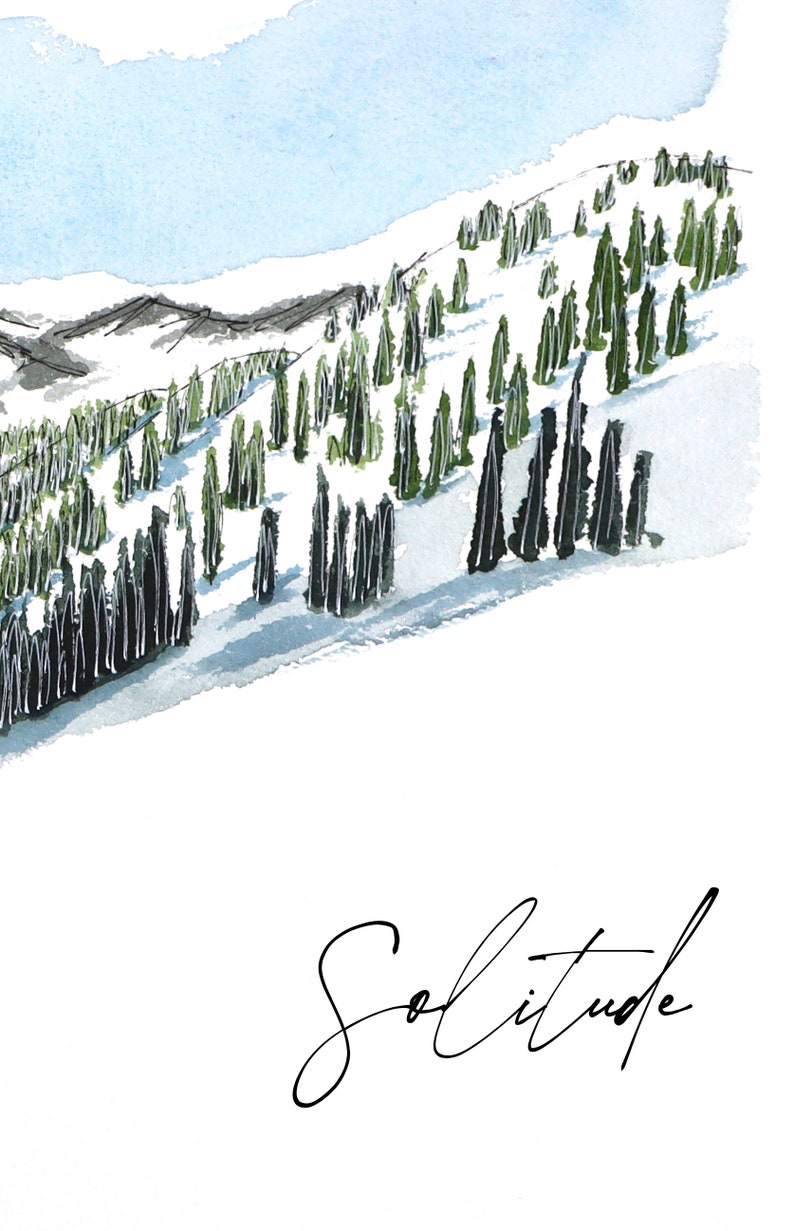 Solitude Honeycomb Canyon - Watercolor and Ink Print - Ski Resort Art ...