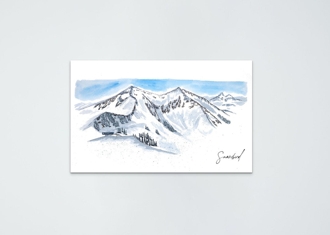 Snowbird Ski Resort Art Print: Utah Watercolor and Ink - Etsy