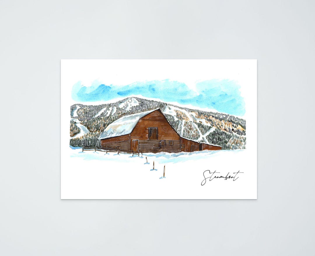 Steamboat Barn New Colorado Watercolor and Ink Print - Ski Resort Art ...