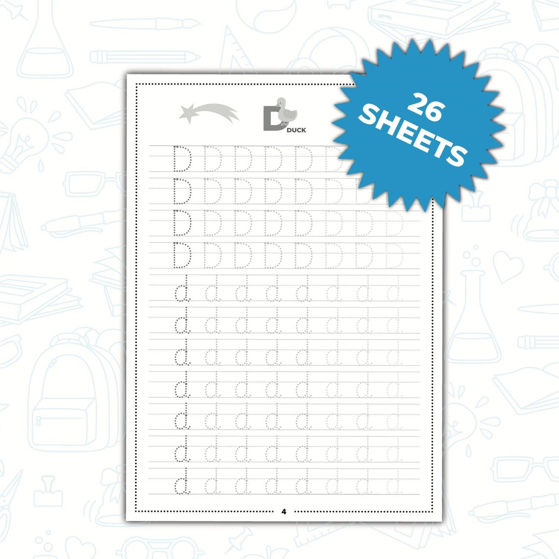 26 Page Printable A-Z Alphabet Letters Tracing Home Learning Home ...