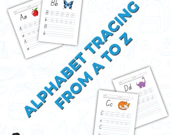 26 Page Printable A-Z Alphabet Letters Tracing Home Learning | Etsy