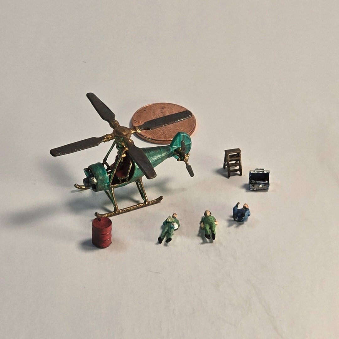 12mm N Scale Hand Painted Resin Printed Steampunk Helicopter Diorama ...