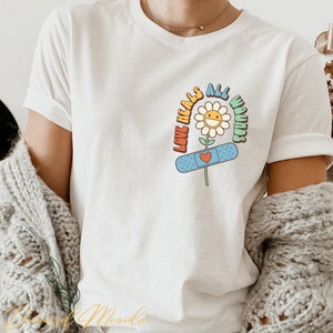 Retro Daisy Shirt, Love Heals All Wounds, School Nurse Tshirt, Retro ...