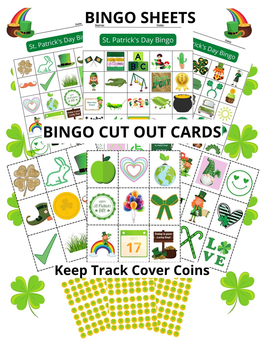 St. Patricks Day Bingo Game and Activity, Printables, Childrens Games ...