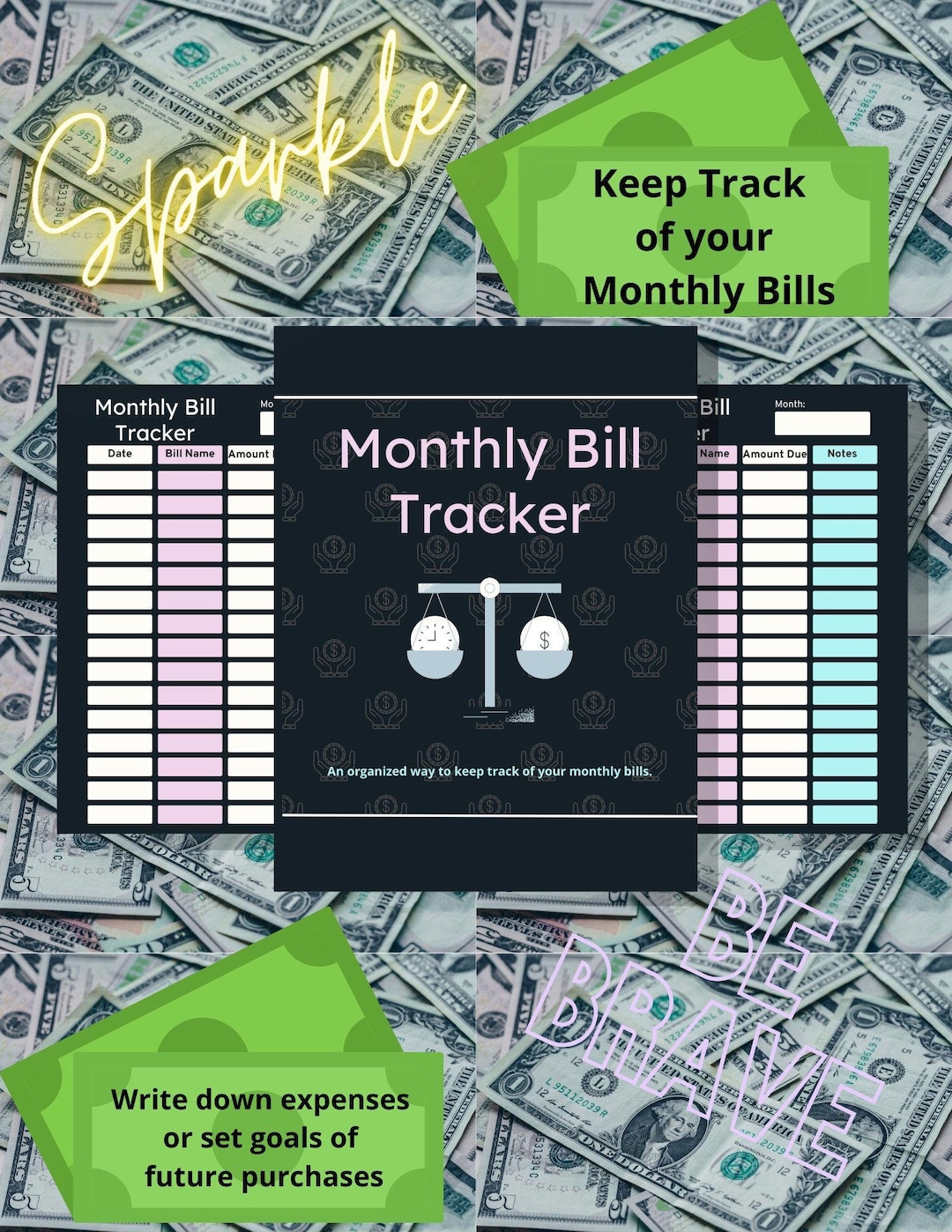 Monthly Bill Tracker Printable, PDF File, Quick Print, Easy Print ...