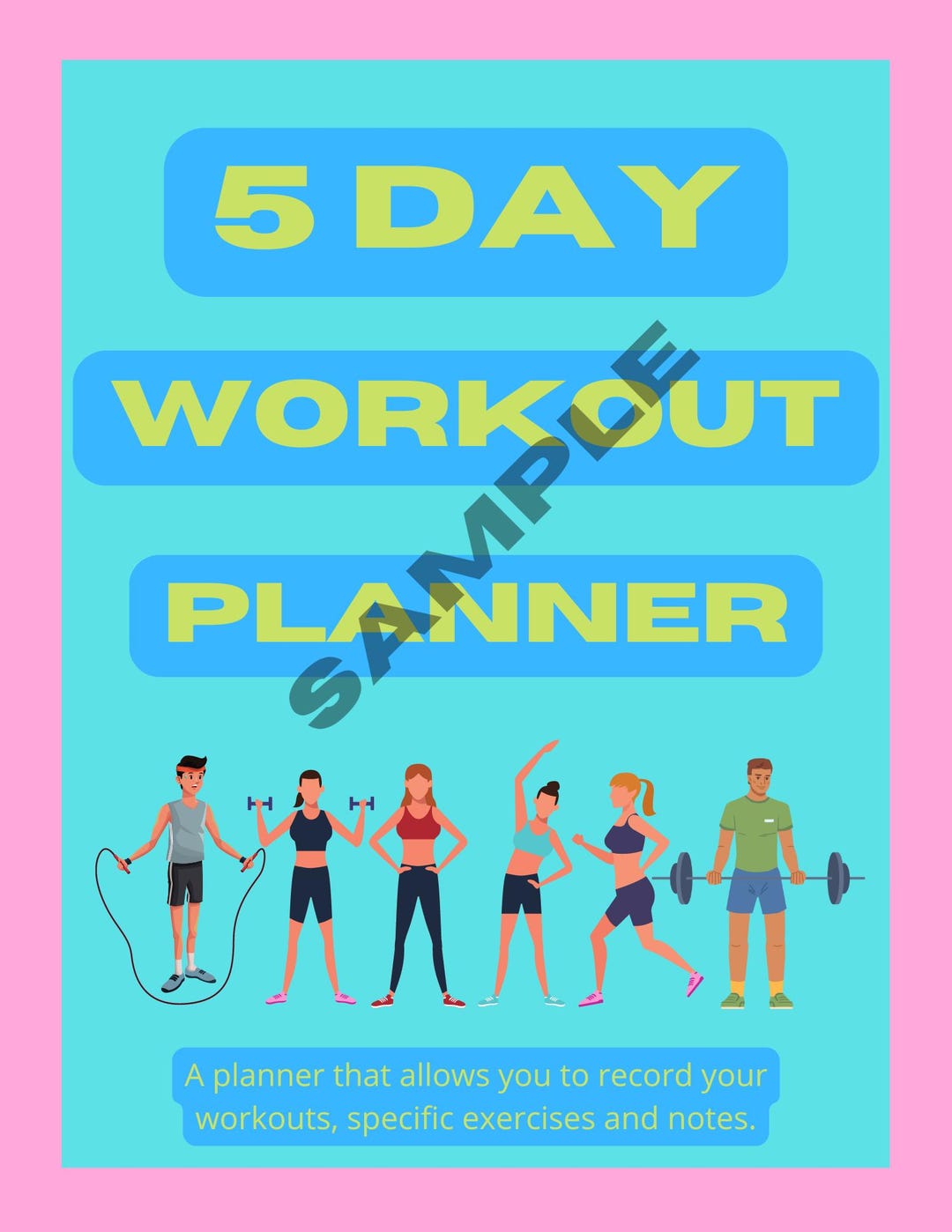 5 Day Workout Planner Printable, PDF File, Quick Print, Easy Print ...