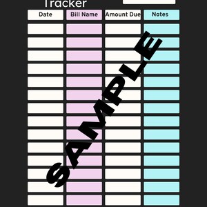 Monthly Bill Tracker Printable, PDF File, Quick Print, Easy Print ...