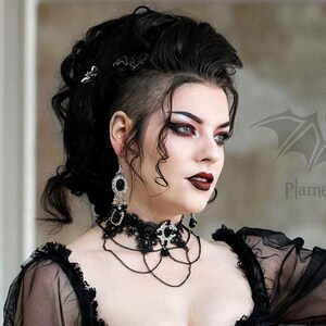 Royal Onyx Lace Necklace With Black and White Rhinestones With Draped ...