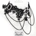 Royal Onyx Lace Necklace With Black and White Rhinestones With Draped ...