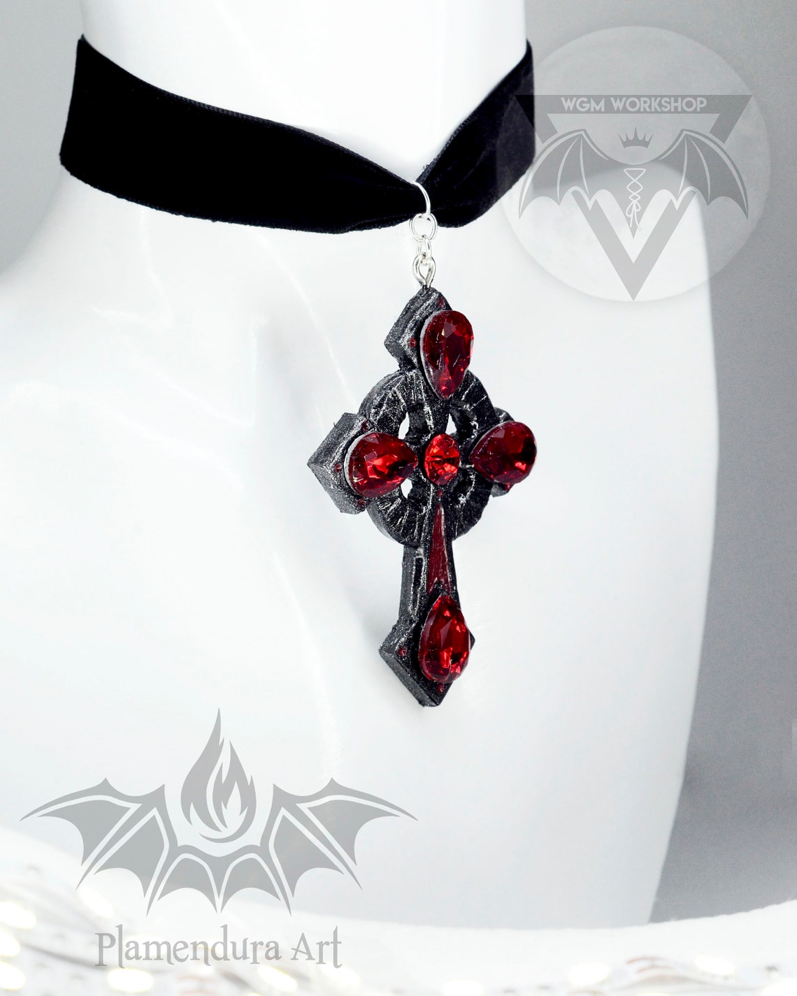 Bloody Vampire Royal Choker Amulet Unisex Pendant With Red Rhinestones ...