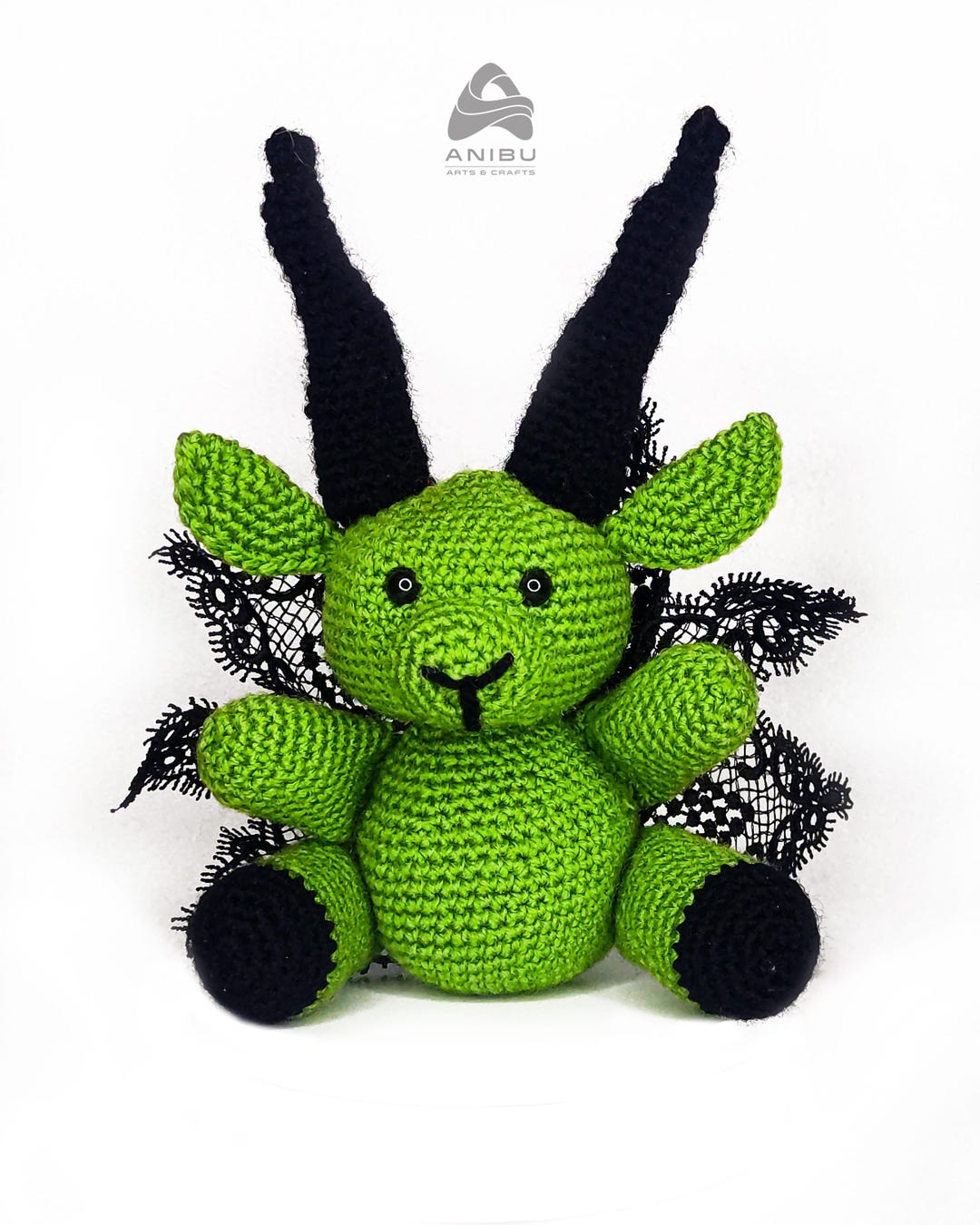 Knitted Goat in Green and Black | Wicca Pagan Spooky Occult Fan Toy and ...
