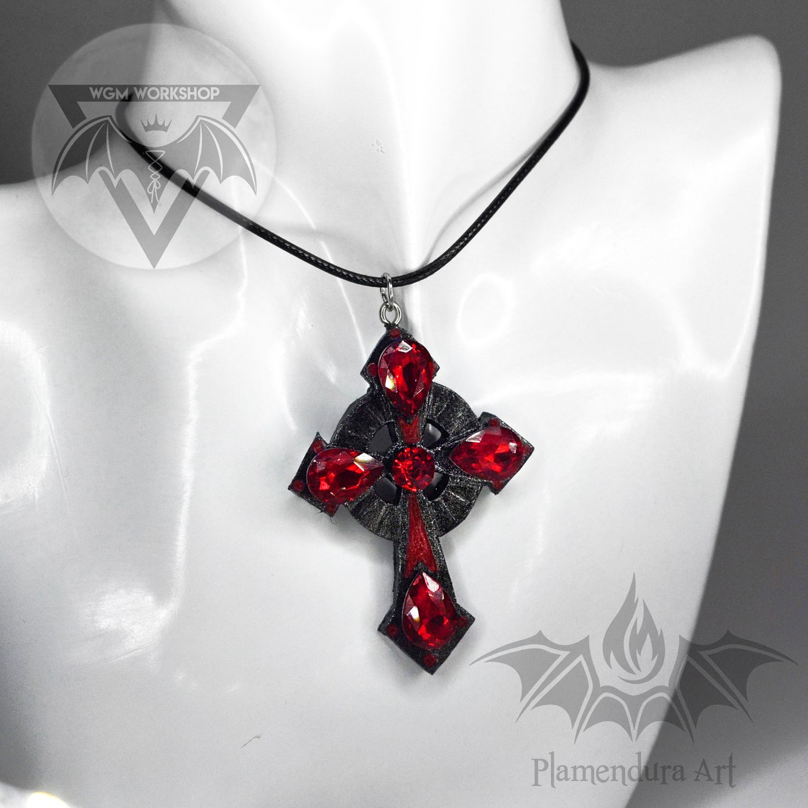 Bloody Vampire Royal Choker Amulet Unisex Pendant With Red Rhinestones ...