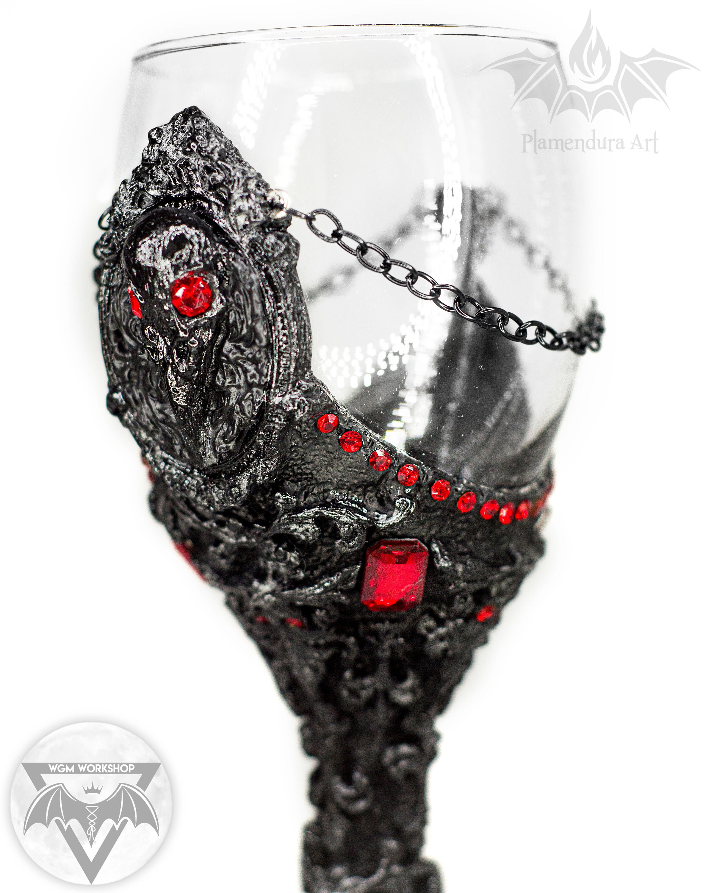 Raven Skulls One-of-a-kind Gothic Royalty Wine Glass Handmade ...