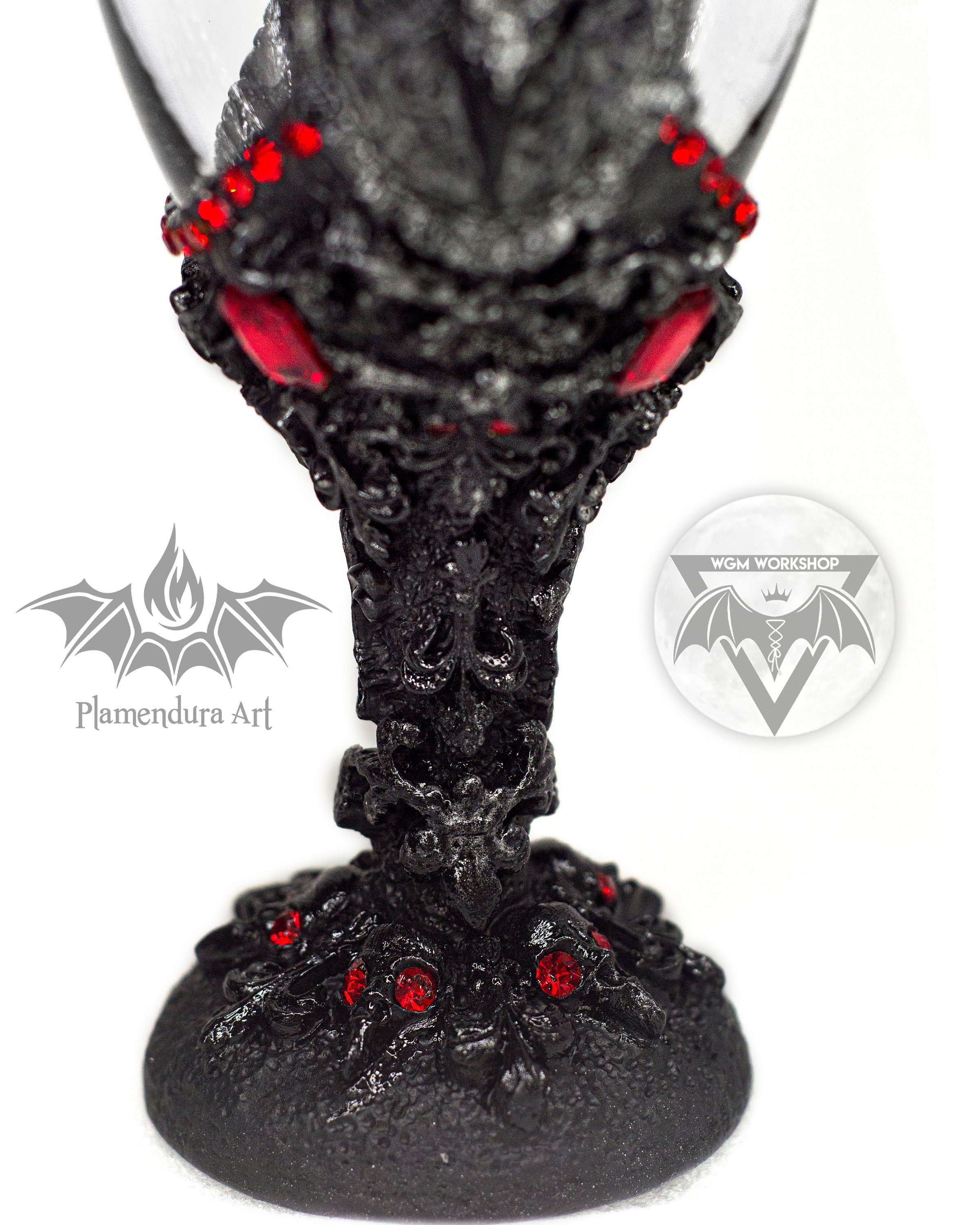 Raven Skulls One-of-a-kind Gothic Royalty Wine Glass Handmade ...