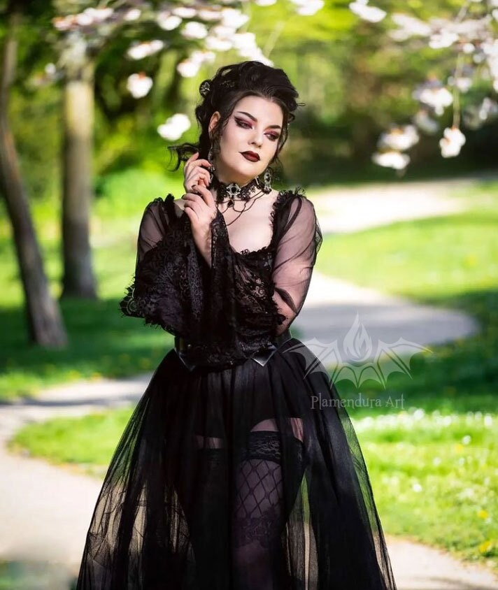 Royal Onyx Lace Necklace With Black and White Rhinestones With Draped ...