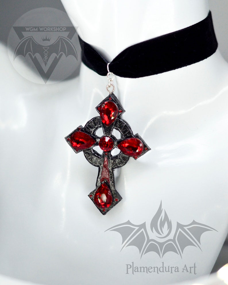 Bloody Vampire Royal Choker Amulet Unisex Pendant With Red Rhinestones ...