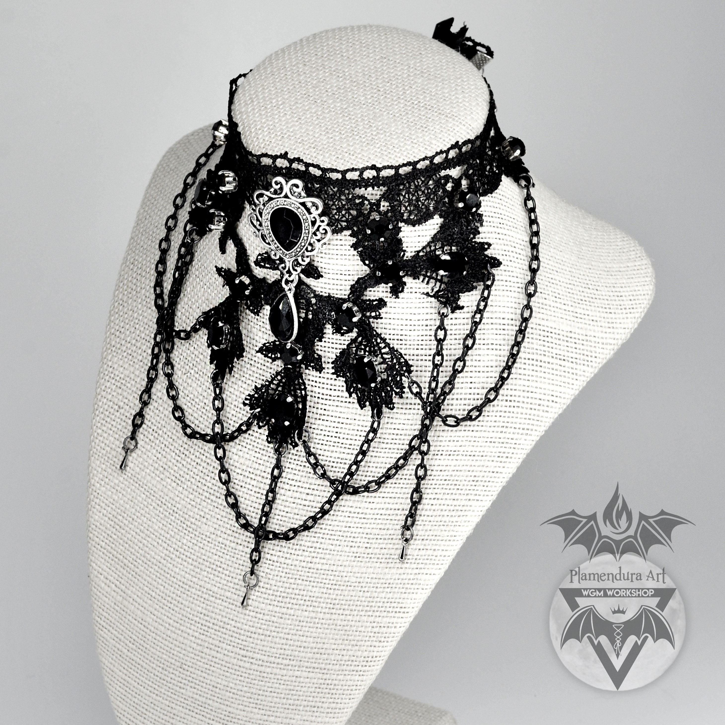 Noir Victorian Royalty Necklace With Draped Black Chains for - Etsy