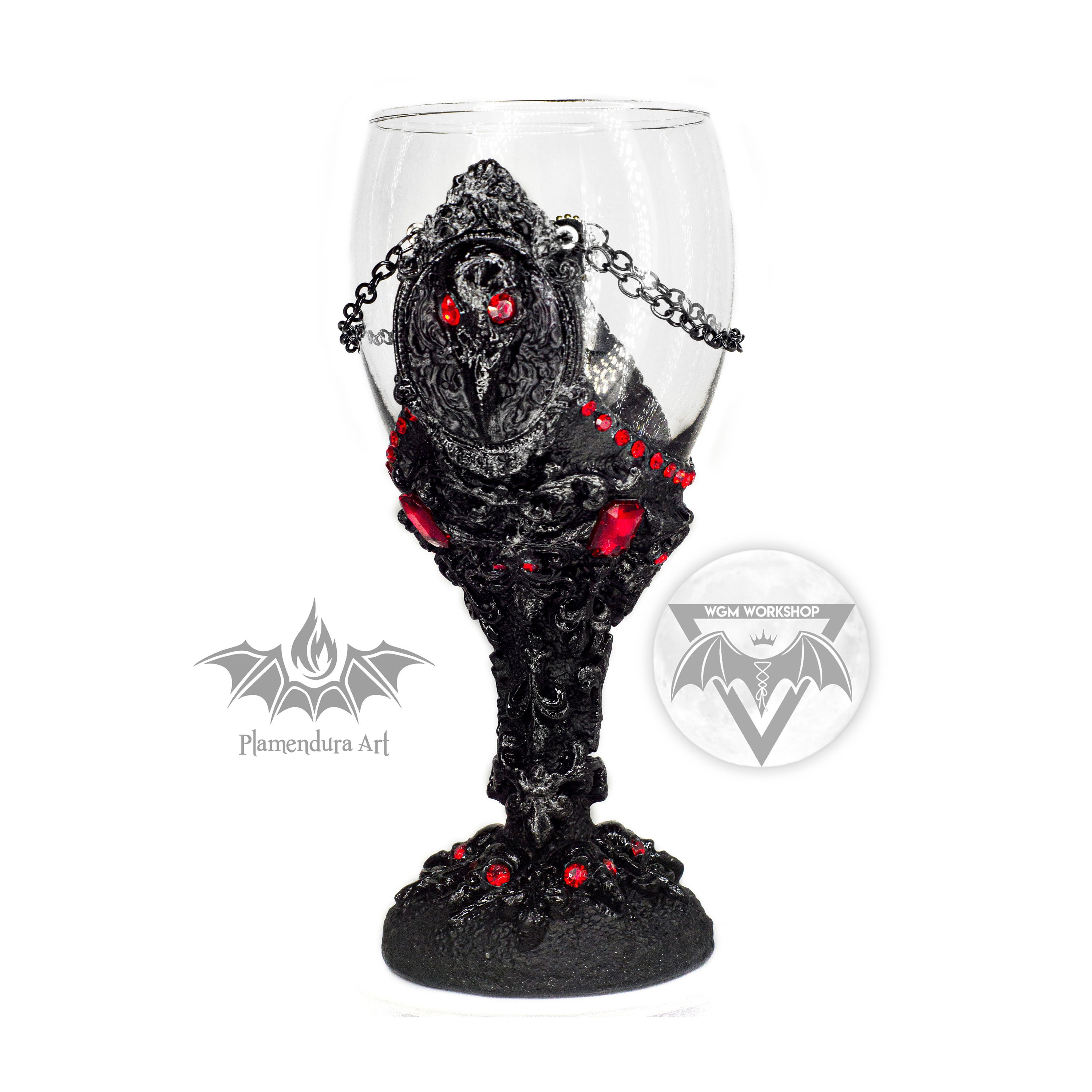 Raven Skulls One-of-a-kind Gothic Royalty Wine Glass Handmade ...