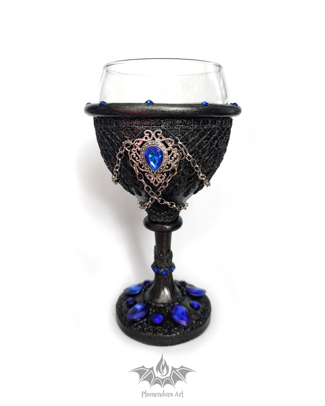Blue Gothic Wine Goblet: Handmade Vampire Chalice With Rhinestones - Etsy