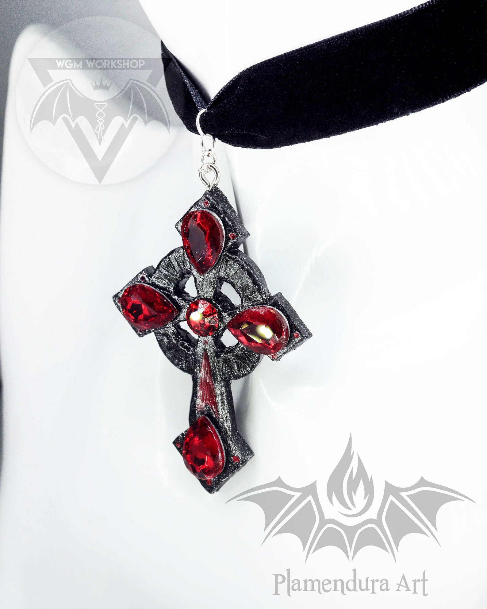 Bloody Vampire Royal Choker Amulet Unisex Pendant With Red Rhinestones ...