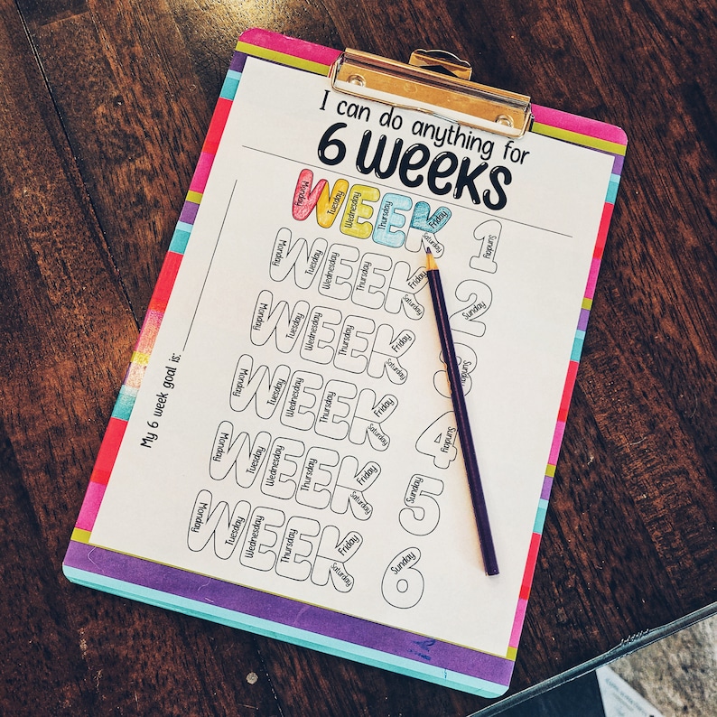 1-6 Week Tracker Bundle! Includes 1 Week, 2 Week, 3 Week, 4 Week, 5 ...