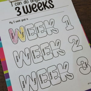 1-6 Week Tracker Bundle! Includes 1 Week, 2 Week, 3 Week, 4 Week, 5 ...