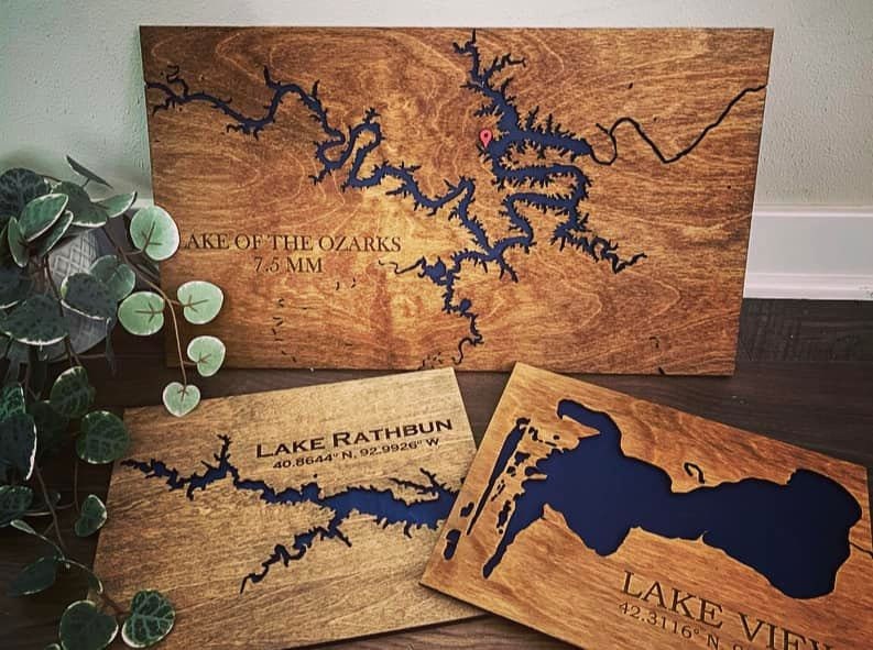 Custom Laser Cut & Engraved Lake Map - Etsy